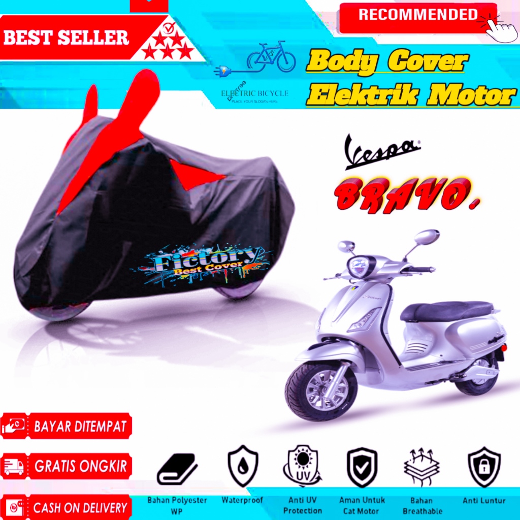 Jual Sarung cover sepeda listrik motor listrik Vespa Bravo waterproof ...