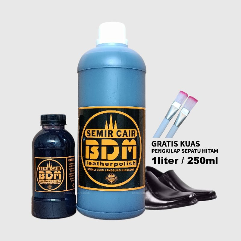 Jual Semir sepatu hitam 1Liter / semir cair kulit 250ml Gratis Kuas ...
