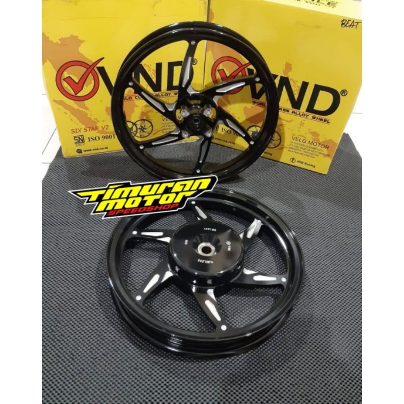 Jual VELG VND SIX STAR V2 BEAT - SCOOPY - VARIO 110 160 185 R14 BLACK | Shopee Indonesia