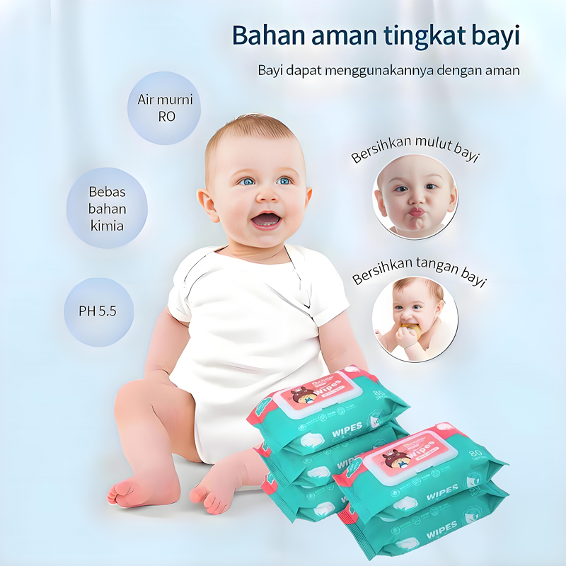Jual TISU BASAH BAYI ISI 80 LEMBAR TISSUE BASAH BABY MURAH BABY WIPES ...