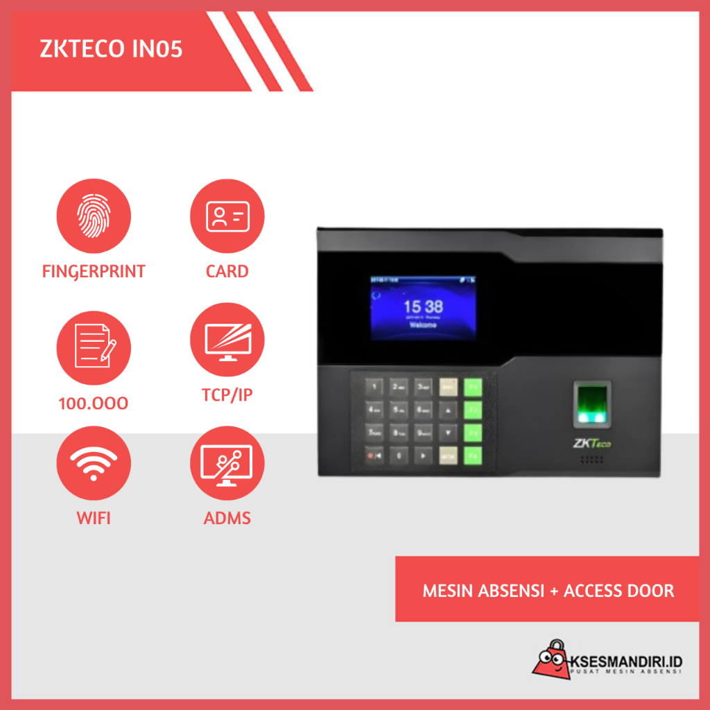 Jual Mesin Absensi Fingerprint dan Akses Door ZKTeco IN05 | Shopee Indonesia