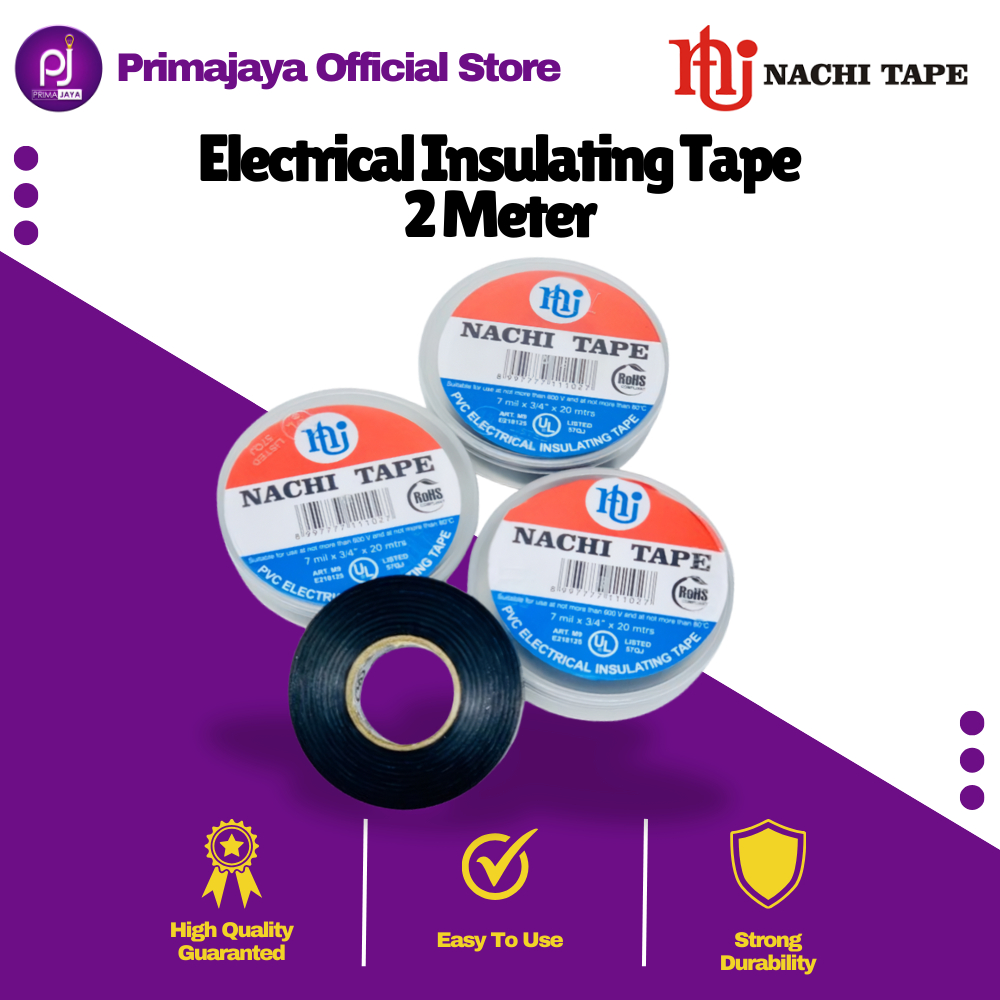 Jual Lakban Isolasi Listrik Nachi 3/4 Inch x 20M Hitam – Selotip Kabel ...