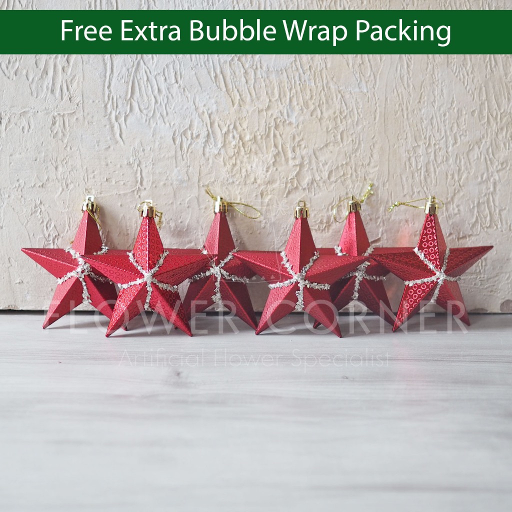 Jual Dekorasi Natal Ornamen Bintang Red Variasi 6 Pcs (AN2424) | Shopee ...