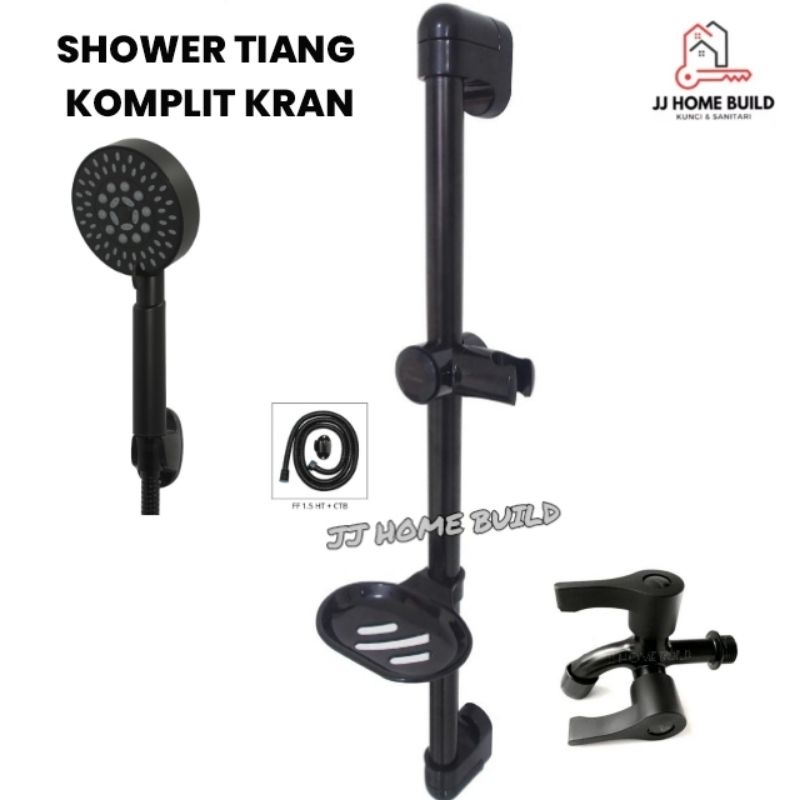 Jual Shower Set Tiang Dingin Hitam Black/ Hand Shower Set Kamar Mandi ...