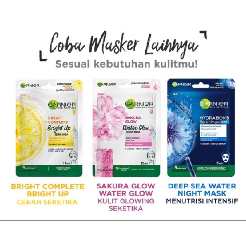 Jual Garnier Serum Mask Bright Complete Bright Up, Sakura glow ,sakura ...