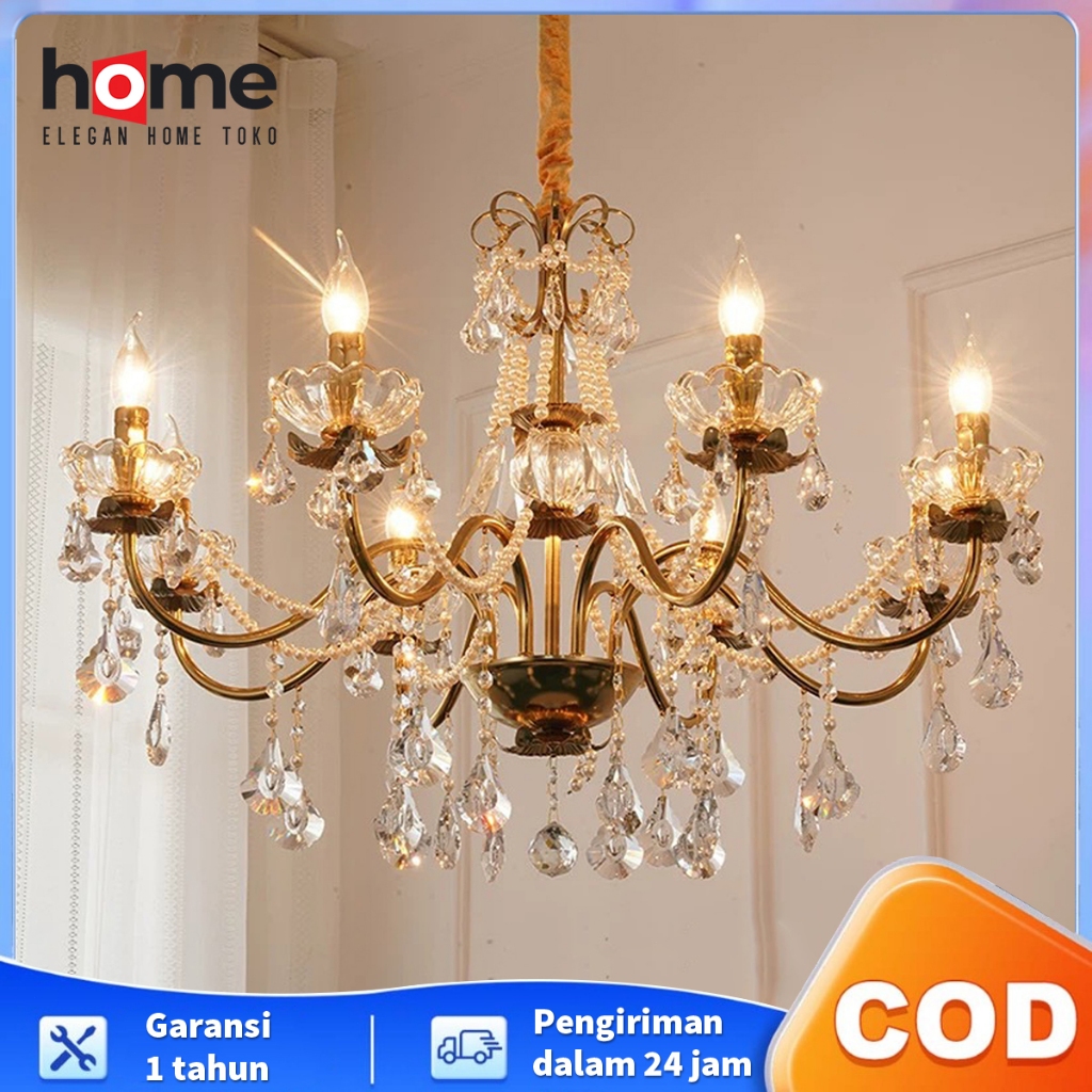 Jual Elegan Home Lampu Chandelier Lilin Gantung Kristal Akrilik Isi Sudah Termasuk 3/6/8 Lampu ...