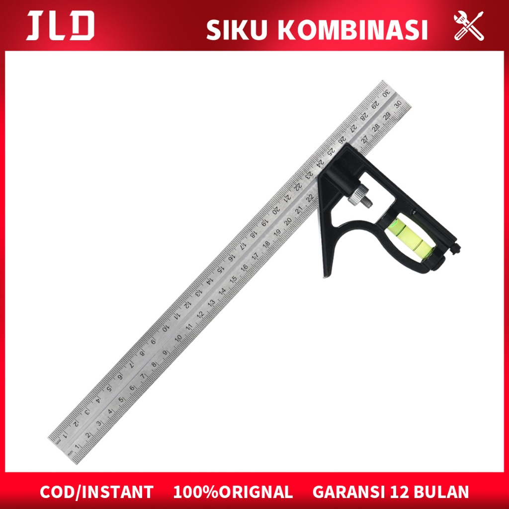 Jual JLD Penggaris Siku L 12INCH/30CM Waterpass Kombinasi Square Ruler ...