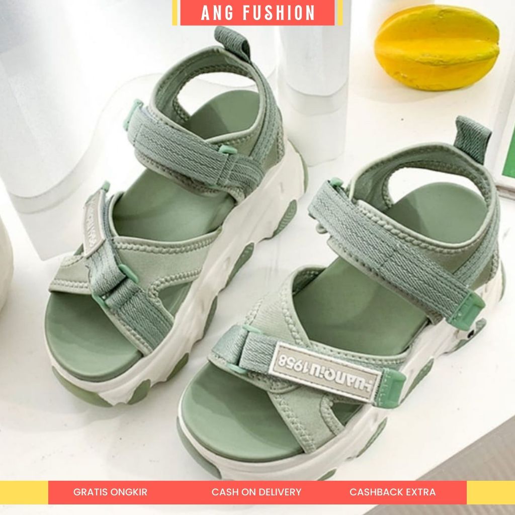 Jual ANG FUSHION Sendal Wedges Model Gunung Bahan Sintetis Komb Webing ...