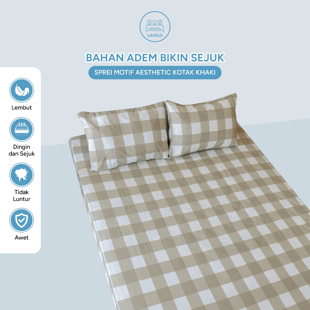 Jual Sprei Motif Kotak Khaki Lavelo Bahan Microtex Disperse Tampilan ...