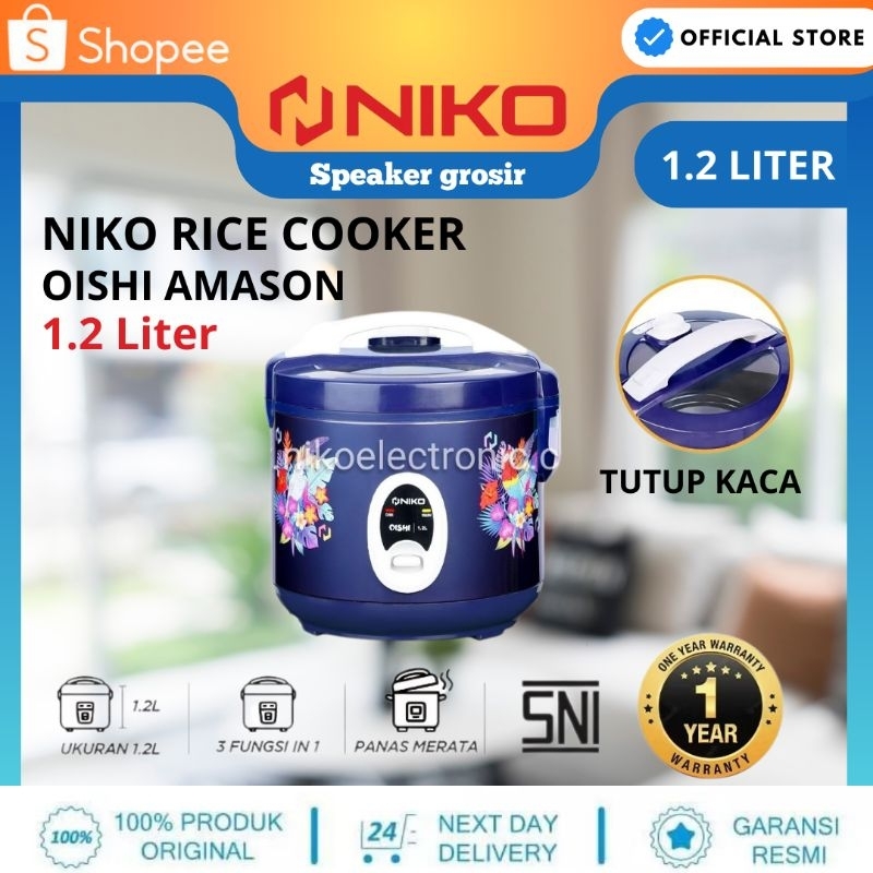 Jual Niko Rice Cooker Tutup Kaca Oishi Amazon / Magic Com 1.2 liter ...