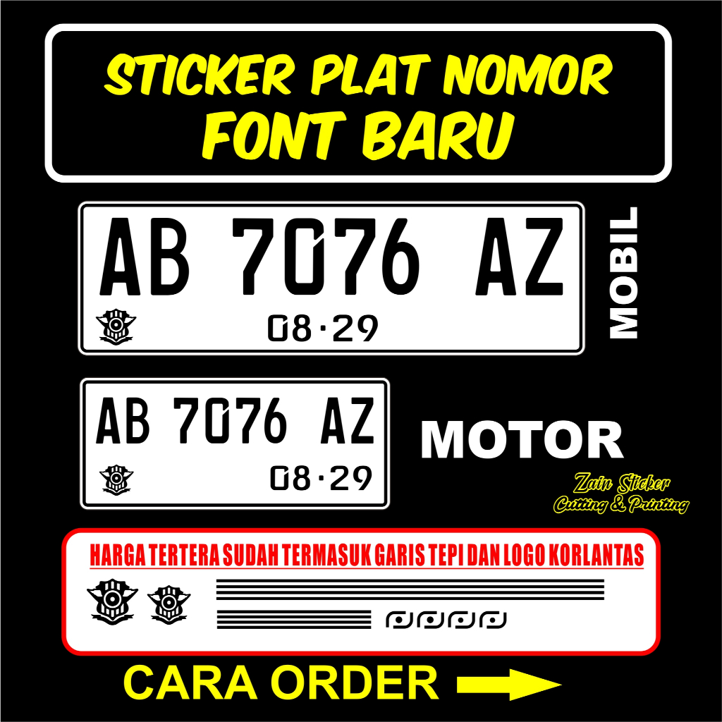 Jual STICKER ANGKA UNTUK PLAT NOMOR MOBIL dan MOTOR ( FONT BARU ...