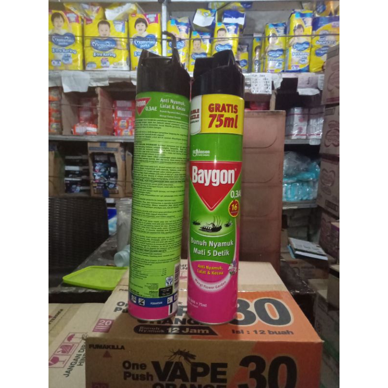 Jual Baygon Aerosol 600 + 75ml Anti Nyamuk dan Kecoa 600 + 75ml PINK ...