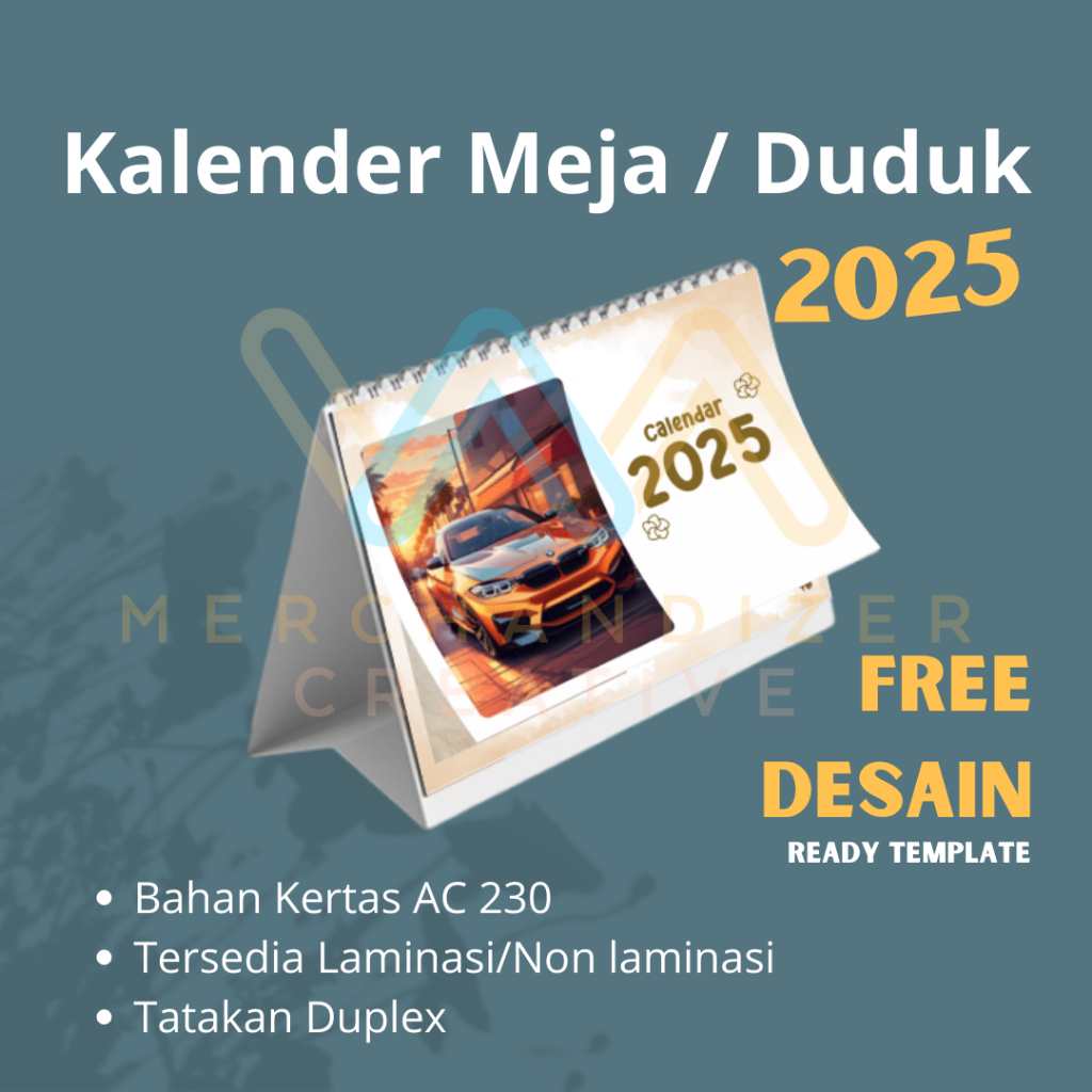 Jual Kalender Meja 2025 Custom Murah - Kalender Duduk 6 Lembar 2 Muka Penyangga Duplex Kertas AC ...