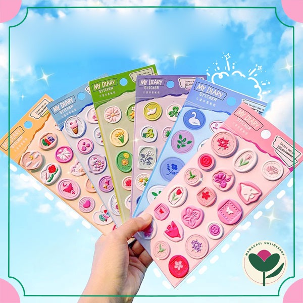 Jual My diary sticker timbul emboss pvc wax sticker lucu deco stiker ...