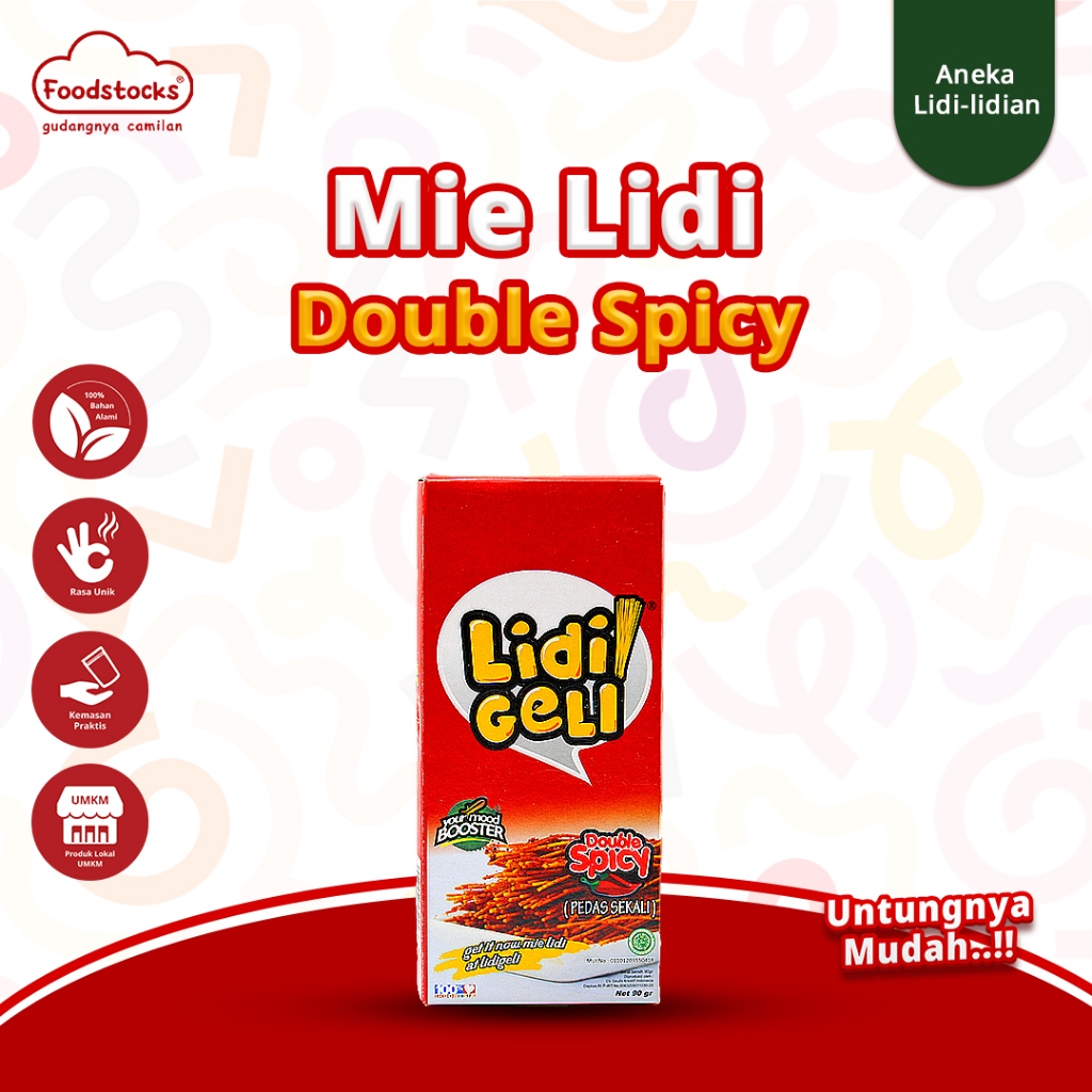 Jual Lidi Geli - Mie Lidi Rasa Double Spicy Pedas Ekstra Gurih 90gr ...