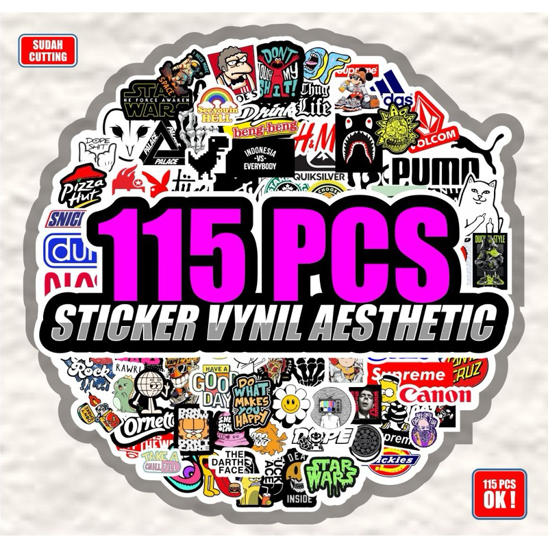 Jual Stiker pack hypebeast sticker aesthetic vynil isi 115pcs tempel ...