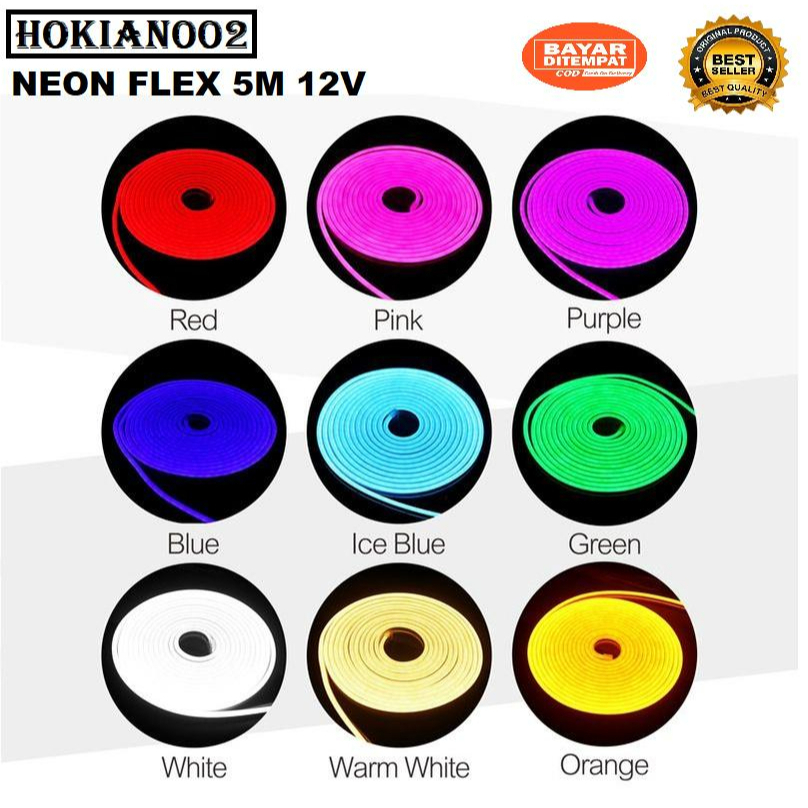 Jual Lampu LED Neon Flex LED Strip Flexible 5 Meter DC 12V IP65 WATERPROOF Kualitas Tinggi ...