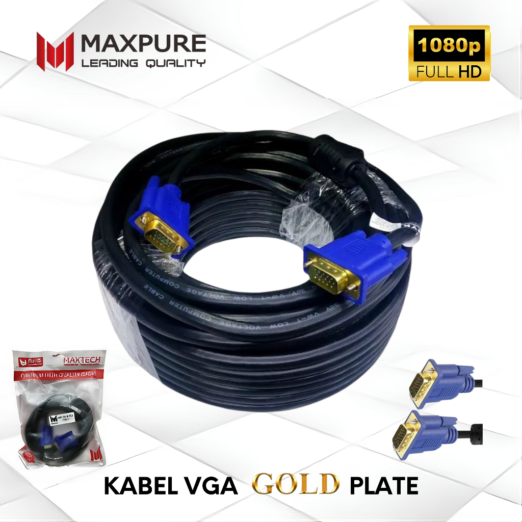 Jual Kabel VGA 10M MAXTECH GOLD Plate 10 Meter | Shopee Indonesia