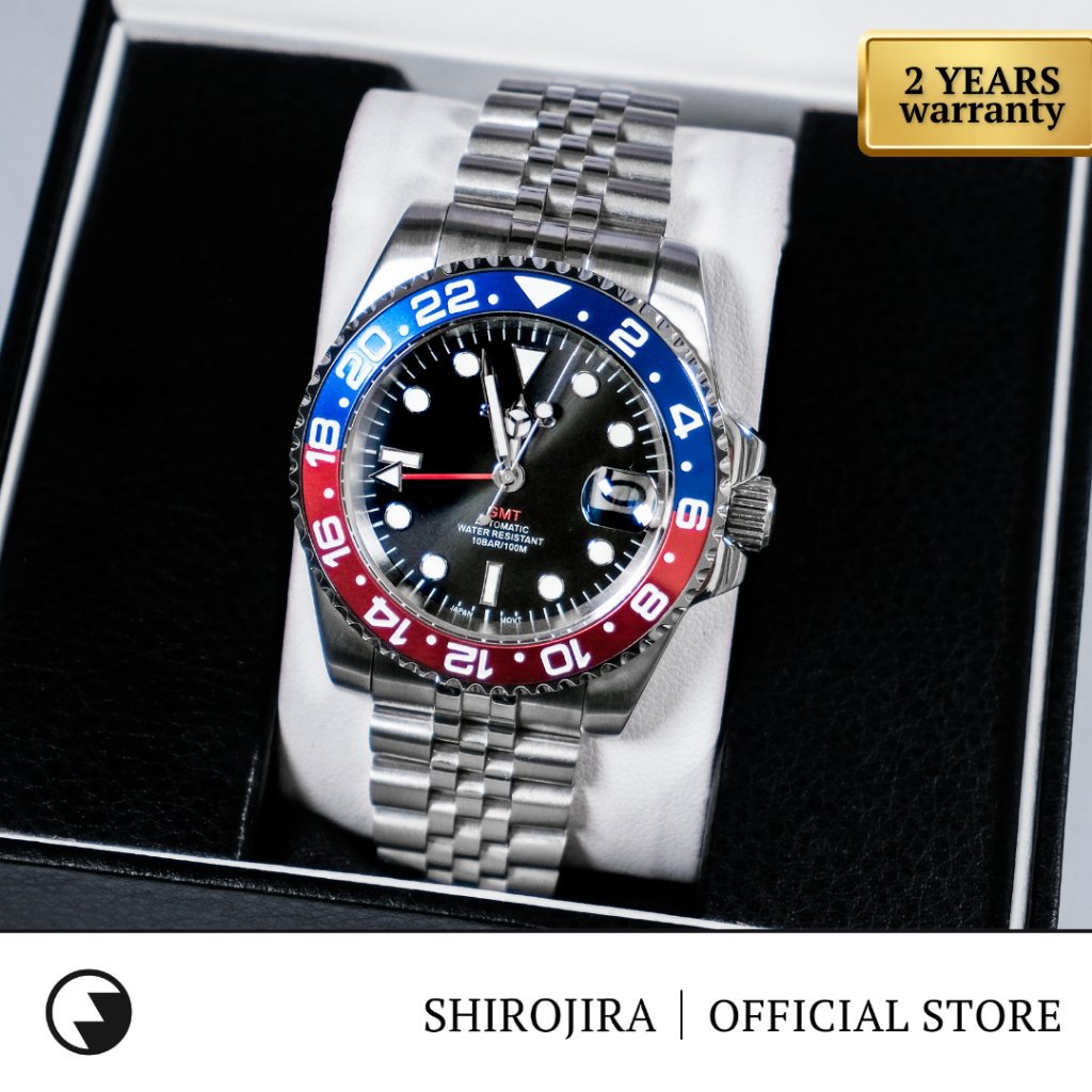 Jual Shirojira Seiko Mod Submariner GMT Pepsi Automatic Nh34 Dual Time Zone | Shopee Indonesia