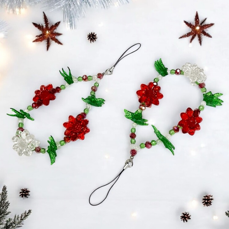 Jual Amarylis Red Flower Green Leaf Phonestrap Tali Gantungan HP Hijau ...