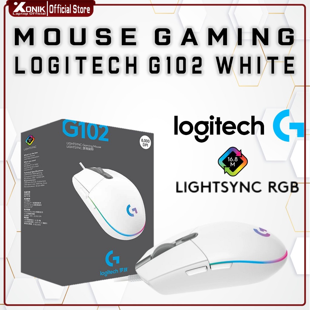 Jual Mouse Gaming LOGITECH G102 White LIGHTSYNC Garansi Resmi 2 Tahun ...