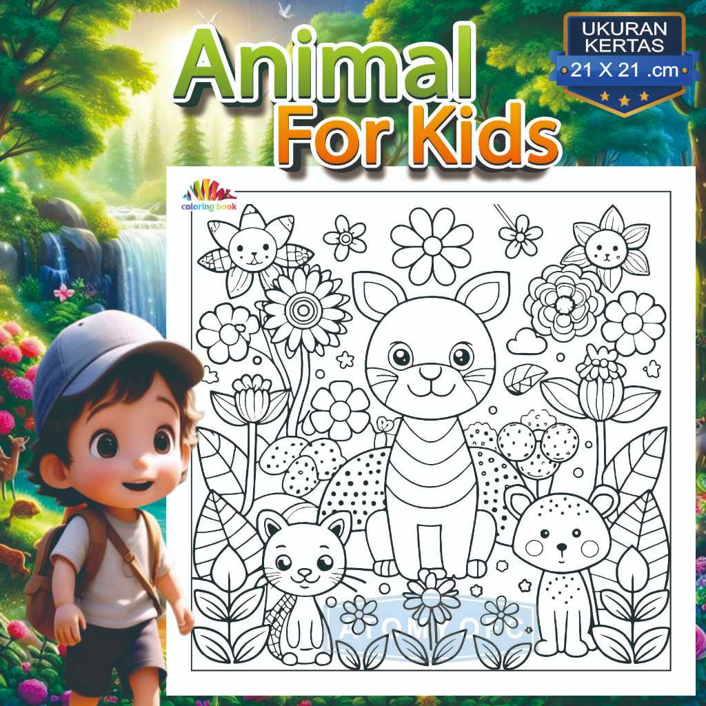 Jual KERTAS MEWARNAI / COLORING / KERTAS GAMBAR / ANIMAL FOR KIDS ...