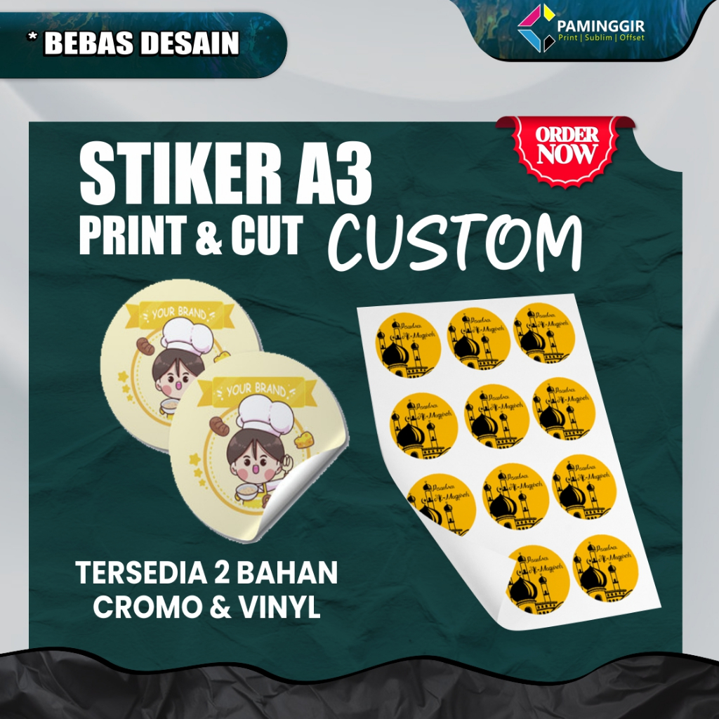 Jual Print & Cut Sticker Chromo A3, Cetak Kiss Cut Stiker Label Kromo ...