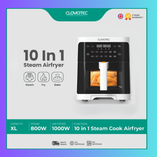 Jual CLOVERTEC Air Fryer Steam 6L 10 Menu Masakan | Shopee Indonesia