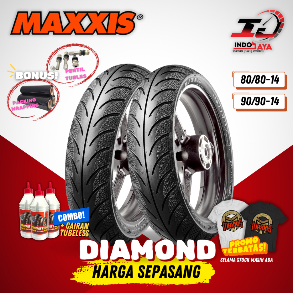 Jual [PAKET MURAH SEPASANG] BAN MAXXIS DIAMOND MA-3DN TUBELESS (80/80 ...