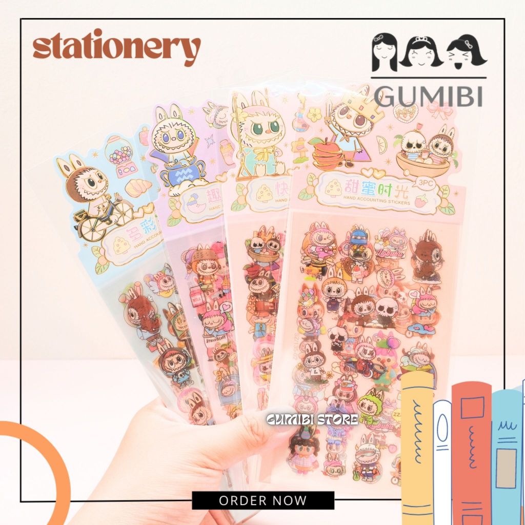 Jual STIKER LABUBU 1 PACK 3 LEMBAR STIKER PVC ANTI AIR ISI 3 LEMBAR ...