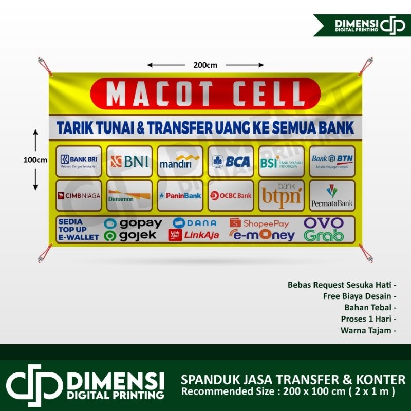 Jual SPANDUK JASA TRANSFER ANTAR BANK / BANNER KONTER / UKURAN 2X1 ...