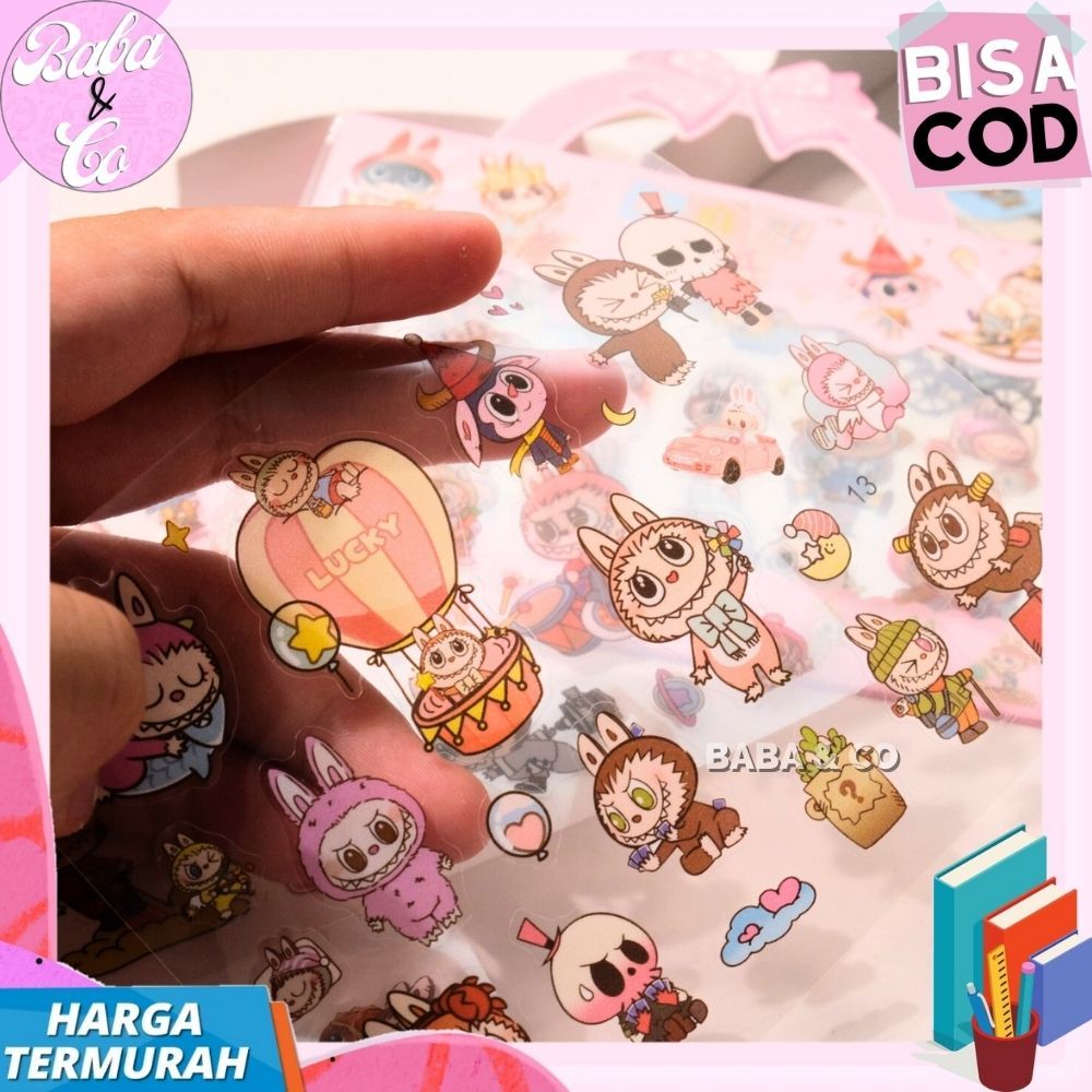 Jual STIKER LABUBU PERSEGI PANJANG 1 SET 3 LEMBAR STICKER LABEL LABUBU ...