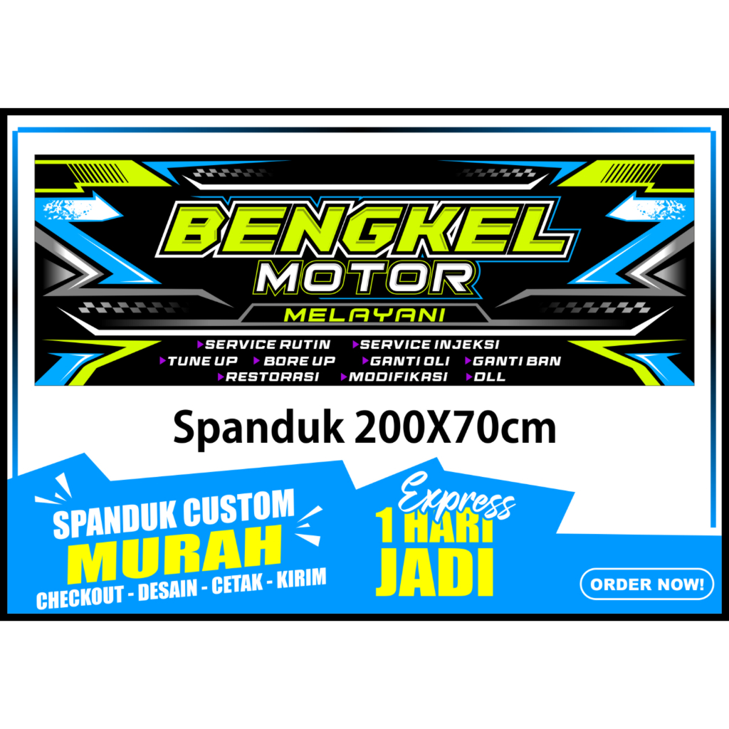 Jual Spanduk BENGKEL, Banner BENGKEL Ukuran 200x70cm, COD / Spanduk ...