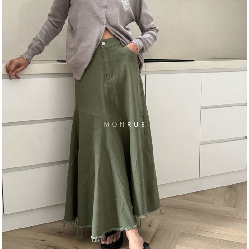 Jual MONRUE — Jett Assymetric Jeans Skirt (Stretch) | Shopee Indonesia