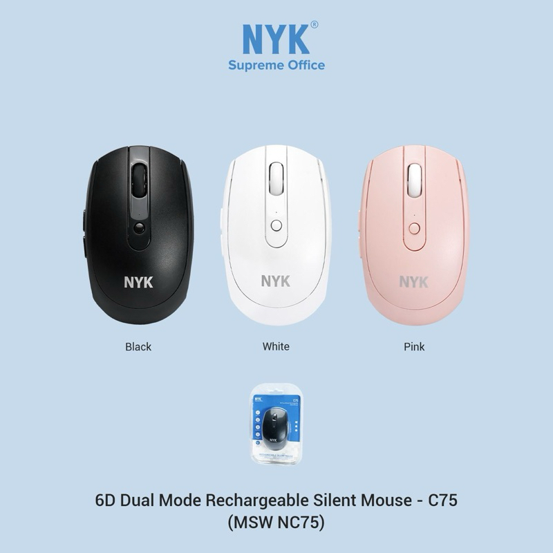 Jual Mouse Bluetooth Wireless Dual Mode Rechargeable Silent Klik NYK ...