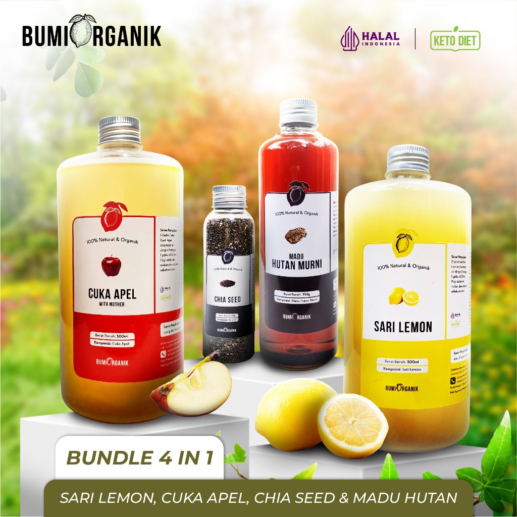 Jual PAKET 4 IN 1 SARI LEMON CUKA APEL & MADU MULTIFLORA / HUTAN BUMI ...