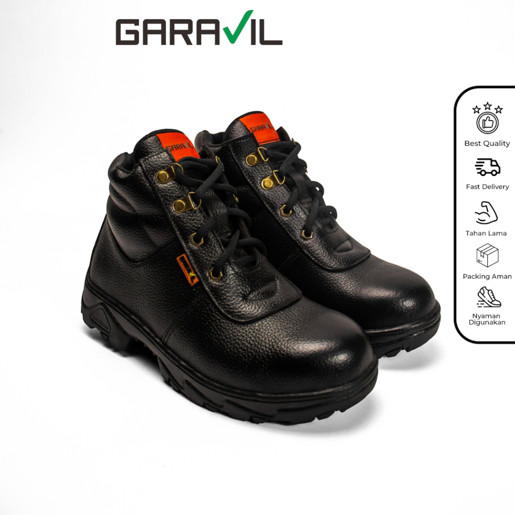 Jual Sepatu safety pria GARAVIL kulit sapi asli semi boot ujung besi ...