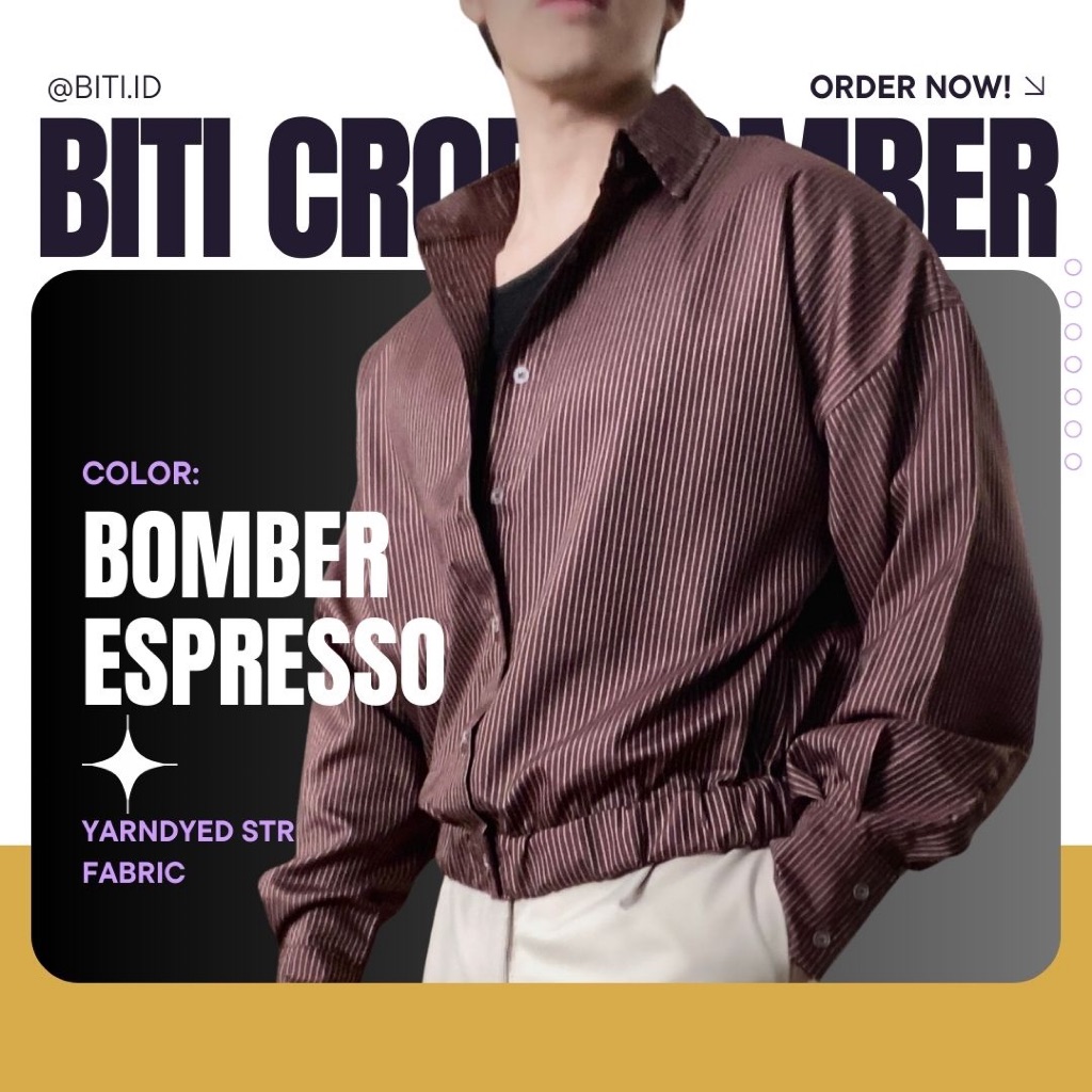 Jual BITI Crop Bomber Shirt | Kemeja Outer Garis Lengan Panjang Boxy ...