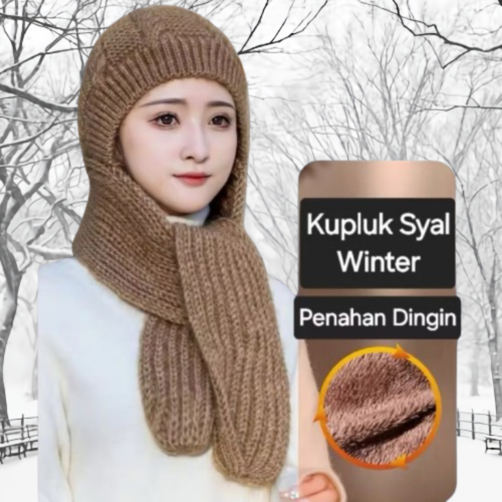 Jual Kupluk syal wanita winter musim dingin salju tebal hangat wanita ...