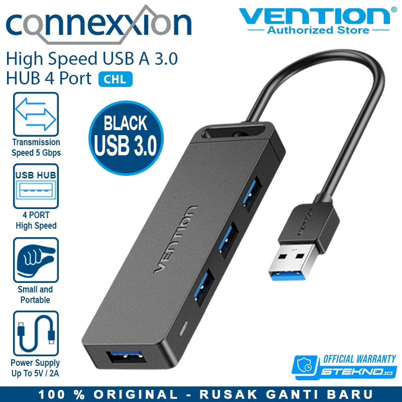 Jual VENTION USB HUB 4 Port USB 3.0 / 2.0 High Speed Power Adapter OTG | Shopee Indonesia