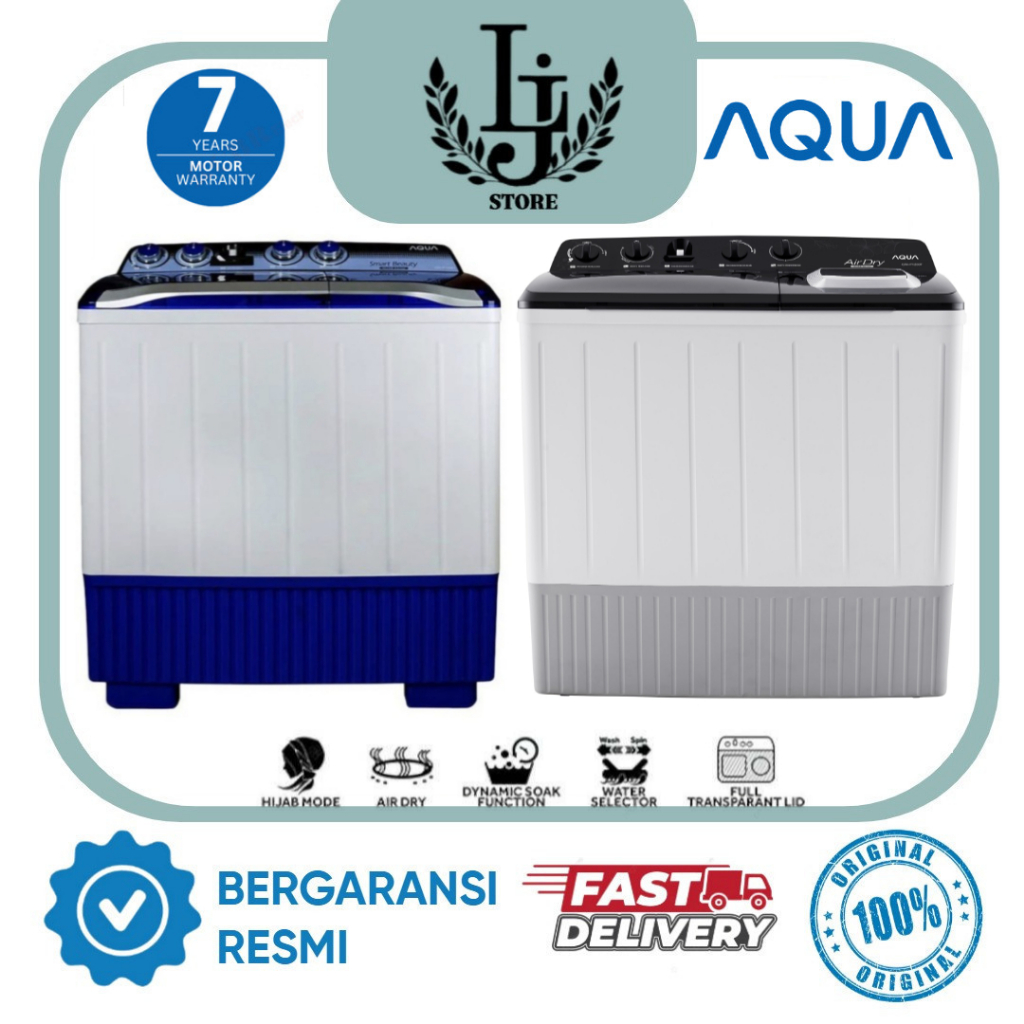 Jual Mesin Cuci Aqua 2 Tabung QW-P1250/1260T / QW-P1460T Mesin Cuci 2 Tabung Aqua 12kg / 14kg ...