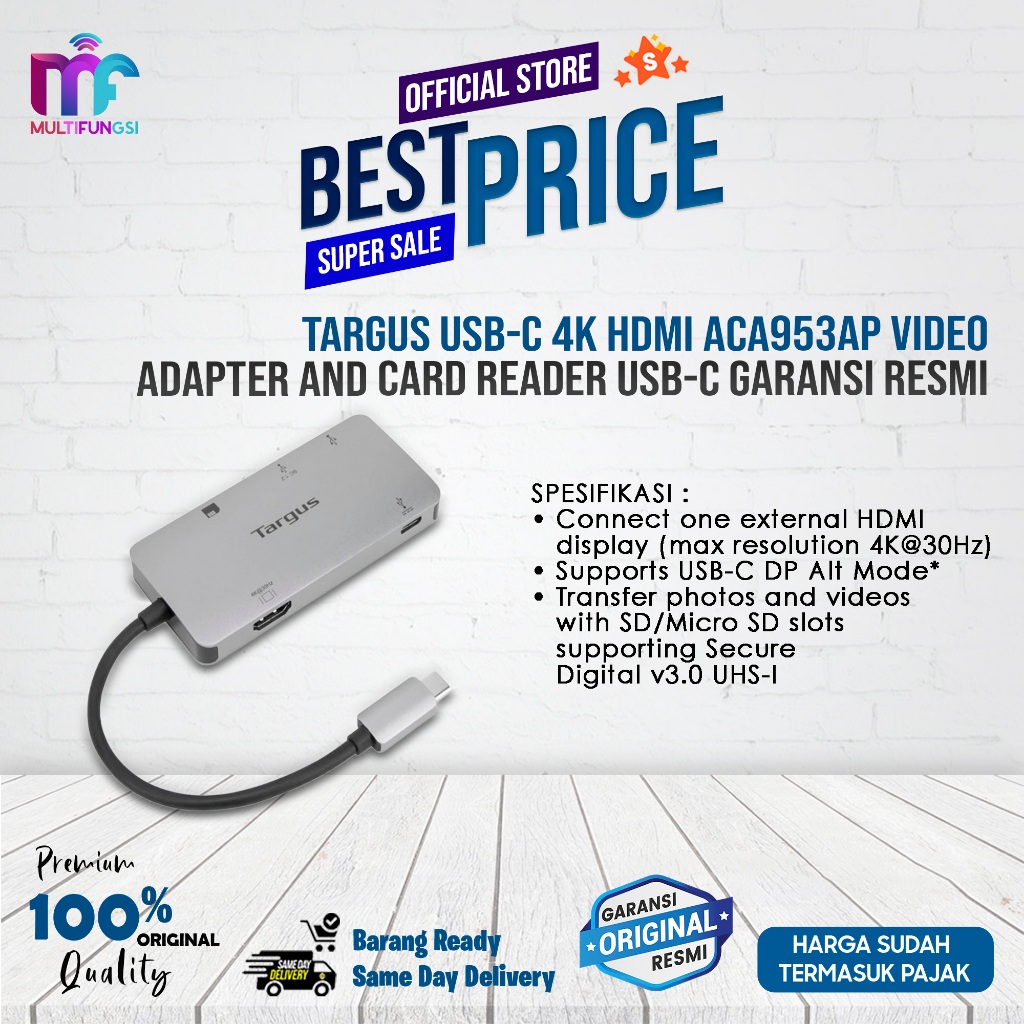 Jual Targus USB-C 4K HDMI ACA953AP Video Adapter and Card Reader USB-C ...