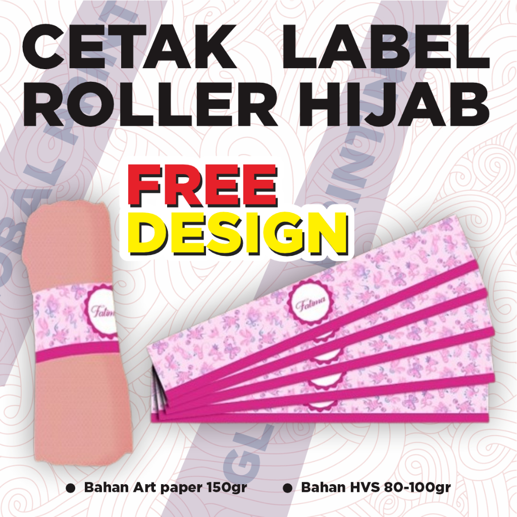 Jual Roller Label Hijab Custom Murah Free Design ( isi 100pcs ...