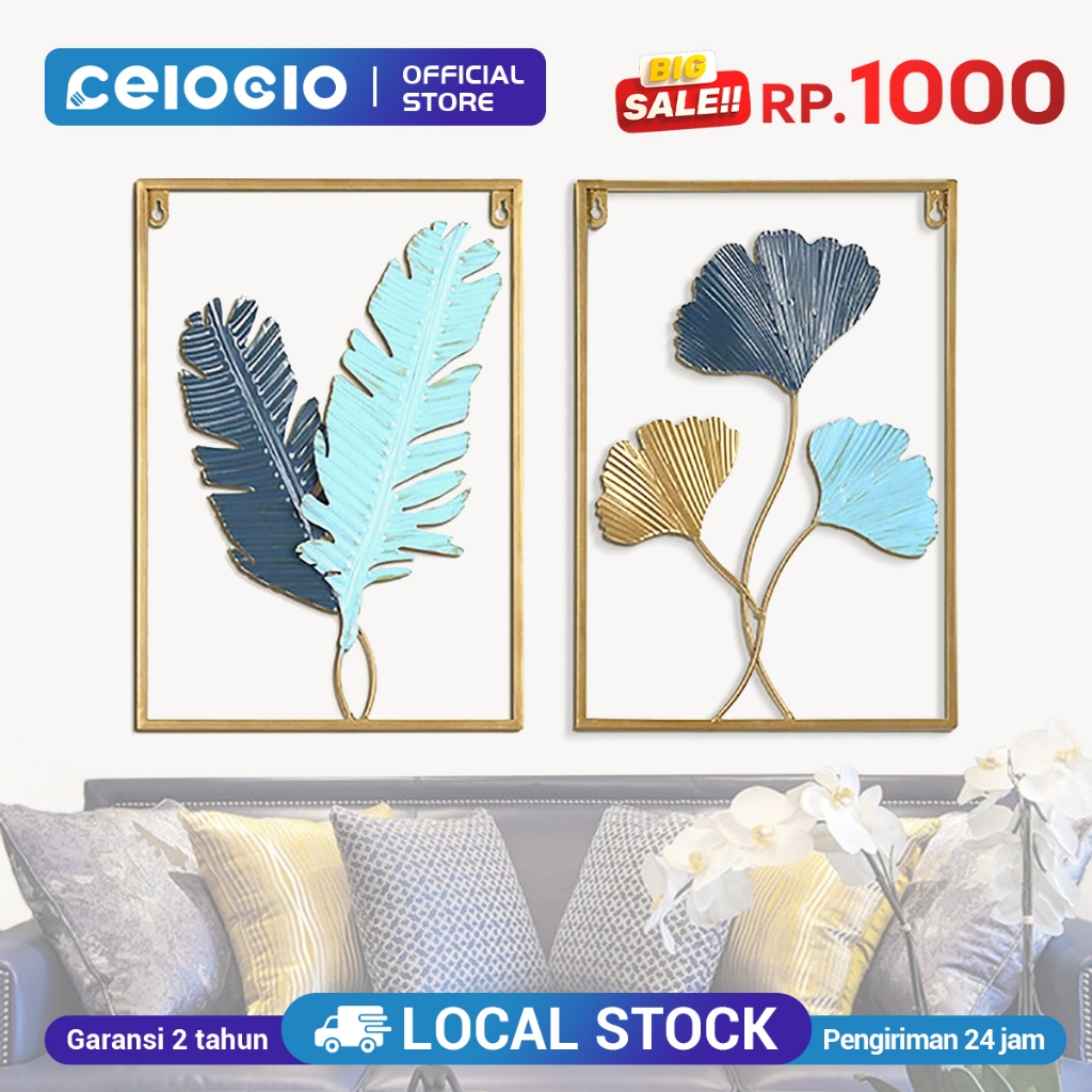 Jual Celoglo Hiasan Dinding 43*30cm Aesthetic Frame Model cat Daun Leaf ...
