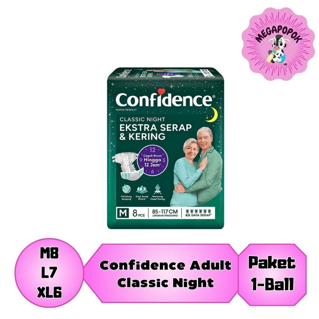Jual Confidence Classic Night Adult Diapers M8/L7/XL6/megapopok ...