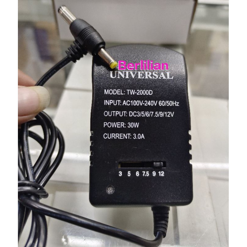 Jual Adaptor UNIVERSAL DC 3V 5V 6V 7,5V 9V 12V 3Amper input AC 100V ...