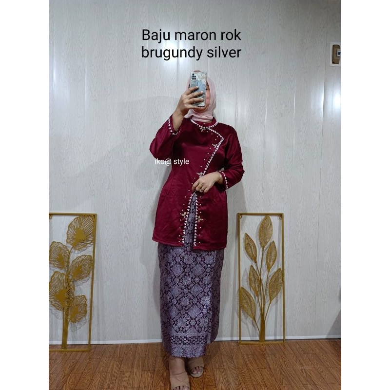 Jual BAJU SETELAN ROK SONGKET SPAN. setelan kurung malayu. setelan baju ...