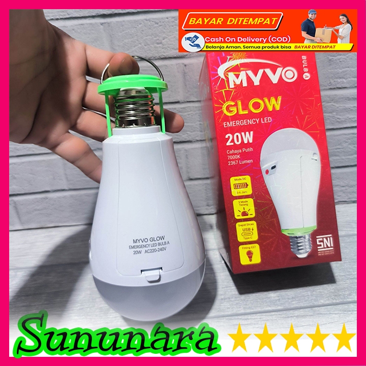 Jual Promo minggu ini Lampu Emergency / Lampu Cas MYVO GLOW 20W 20 WATT AC/DC Lampu Emergency ...