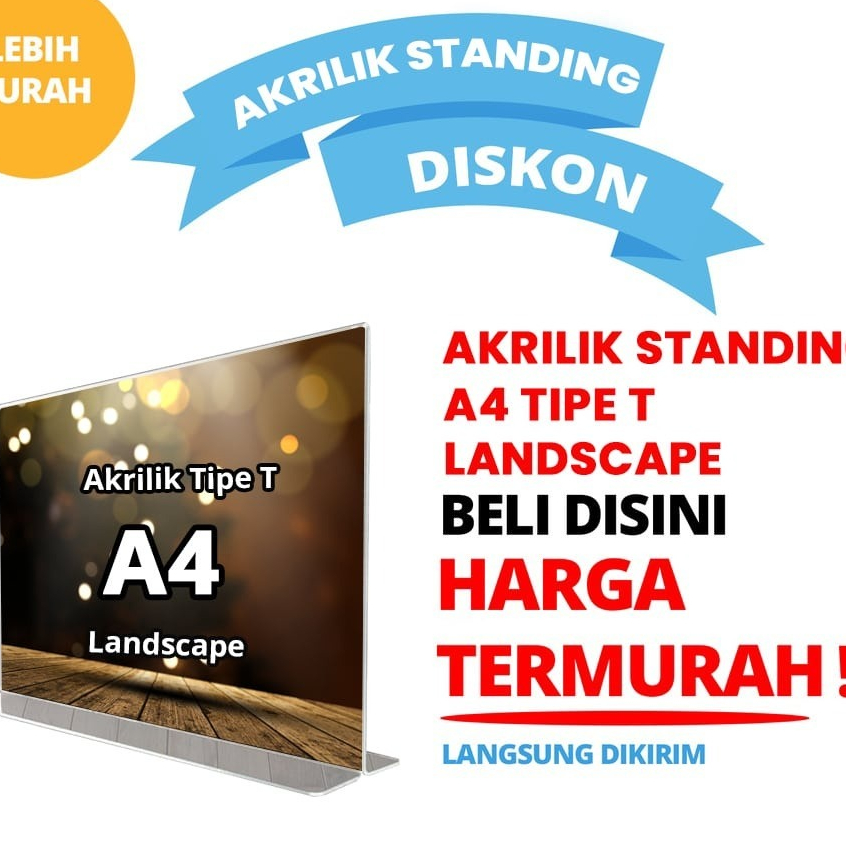 Jual Akrilik Brosur Bening Ukuran A4 Tipe T Landscape Stand Acrylic ...