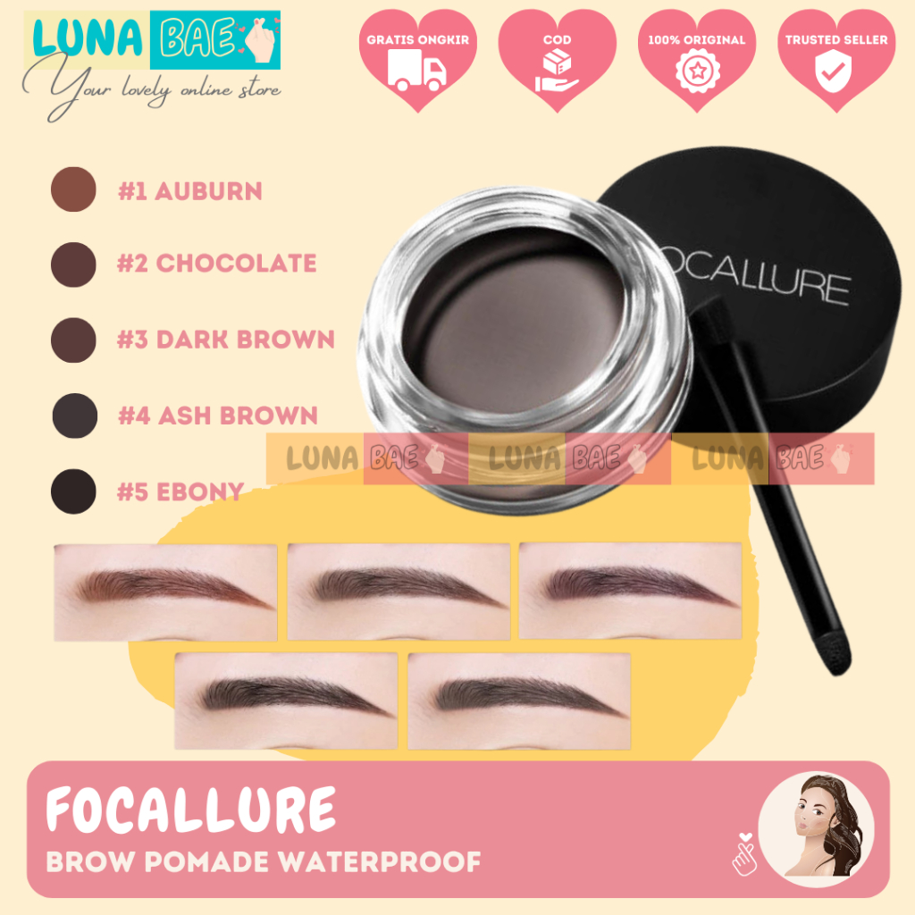 Jual LUNA FOCALLURE Eyebrow Cream Gel waterproof Pensil Alis-kosmetik ...